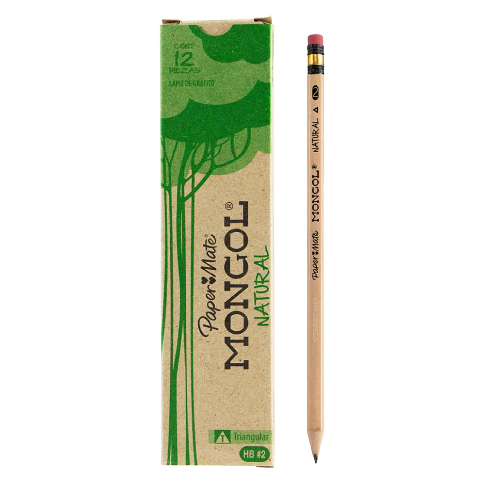 Lápiz grafito Paper Mate Mongol triangular natural 12und