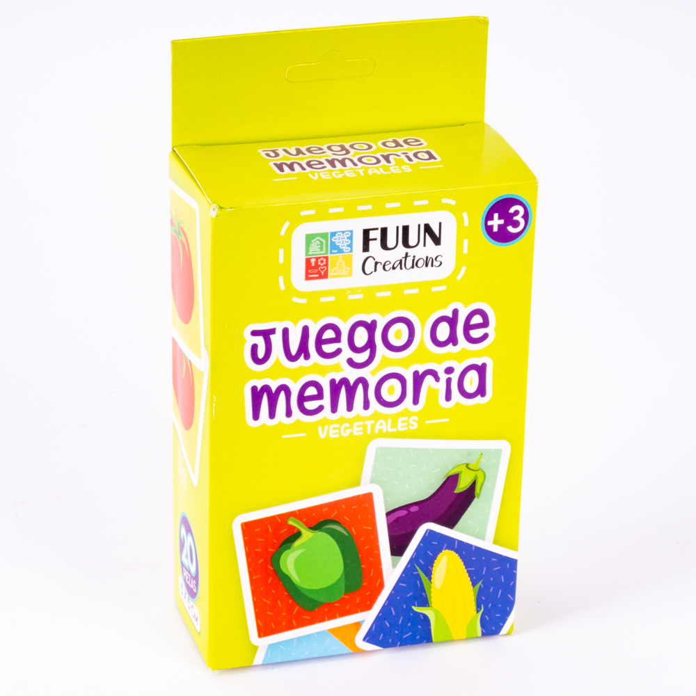 Juego memoria cartón vegetales 5x5cm 20pzas +3a