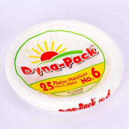 Plato # 6 plástico blanco 25und