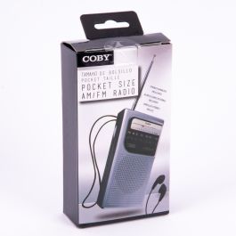 Radio portátil con audífonos plateado