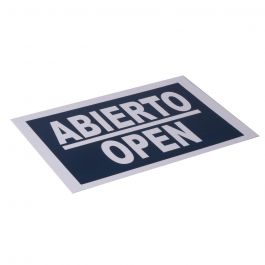 Rótulo abierto azul