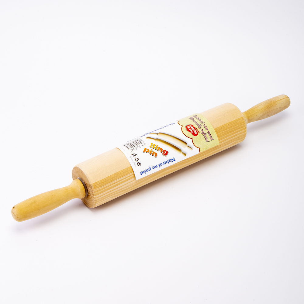 Rodillo madera natural liso 43x6cm