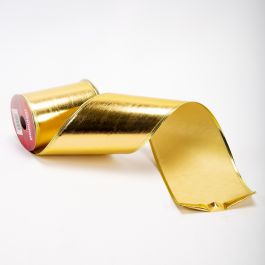 Cinta decorativa lisa brillante 3 yards 10cm dorado