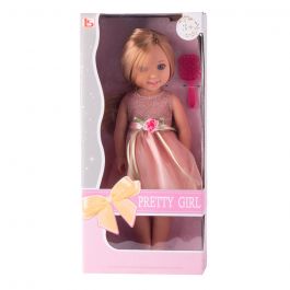 Muñeca plástica pretty girl con vestido y accesorio 15pulg