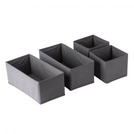 Caja almacenamiento tela con zipper 14x14x12cm/28x14x12cm 4pzas gris
