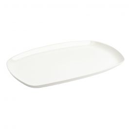 Plato porcelana rectangular liso 14pulg blanco