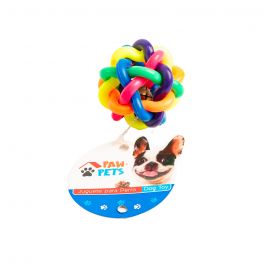Bola hule anudada para mascota con cascabel 6cm multicolor