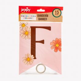 Banderín feliz día mama estampado flores 15pzas multicolor