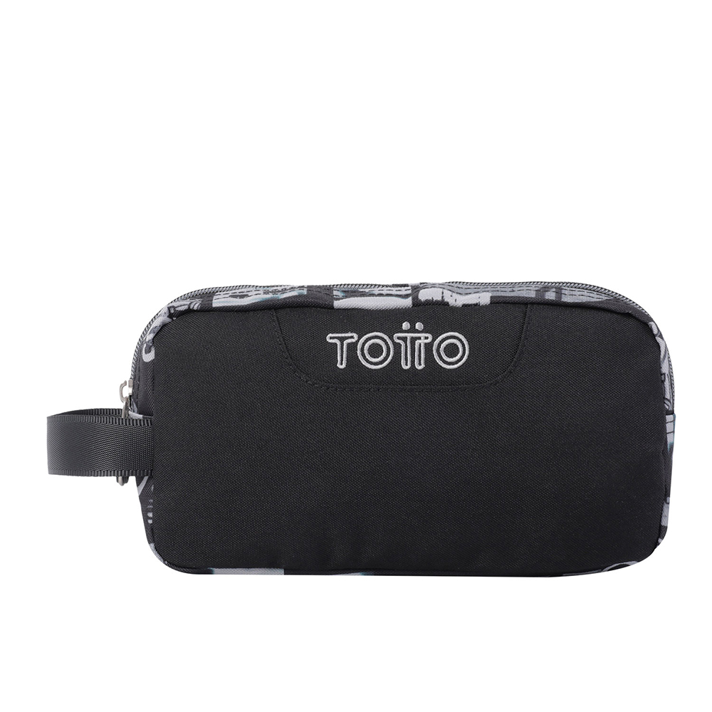 Cartuchera doble Totto estampada negra