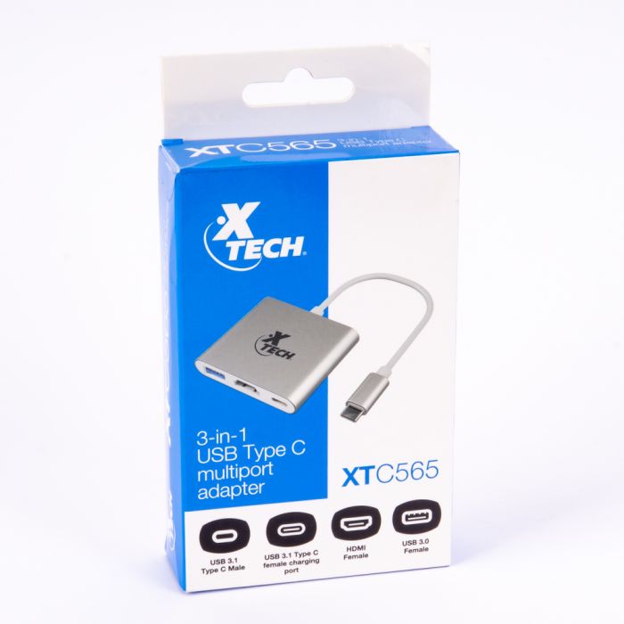 Adaptador X-tech multipuerto 3 en 1 tipo c
