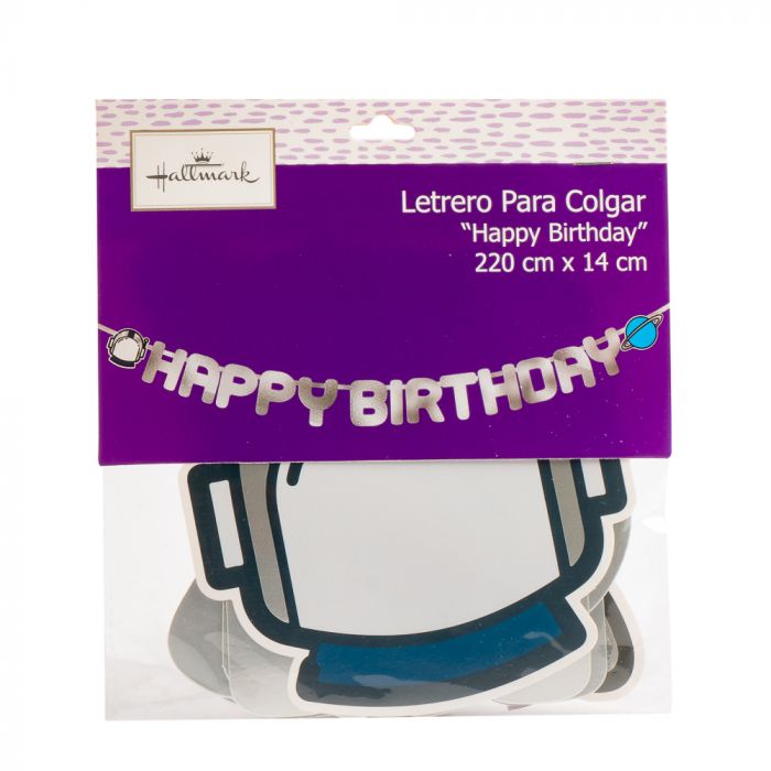 Letrero happy birthday estampado espacio 220x14cm multicolor