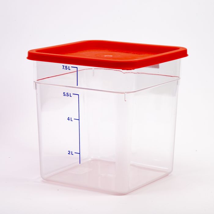 Tupper plástico almacenamiento liso 8l transparente y rojo