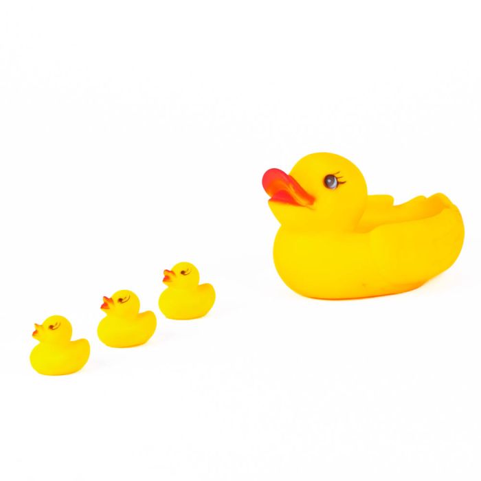 Pato hule liso 12cm 4pzas amarillo